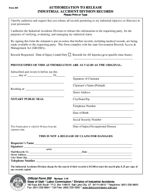 Fillable Online laborcommission utah Form 123 - Physician s Initial ...