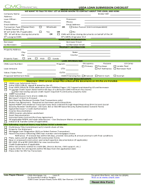 Fillable Online USDA LOAN SUBMISSION CHECKLIST BROKER INFORMATION WE ...