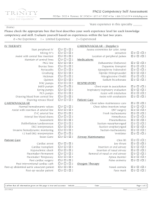 Fillable Online PACU Competency Self Assessment Fax Email Print - pdfFiller