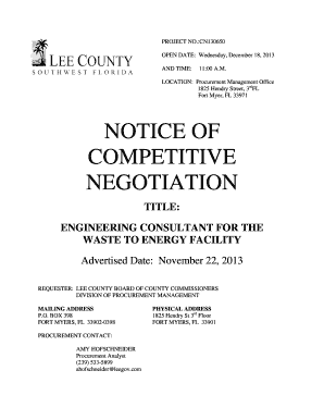 Fillable Online NOTICE OF COMPETITIVE NEGOTIATION - leegov.com Fax ...