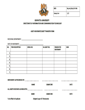 Fillable Online Asset Transfer Form - Kenyatta University Fax Email ...
