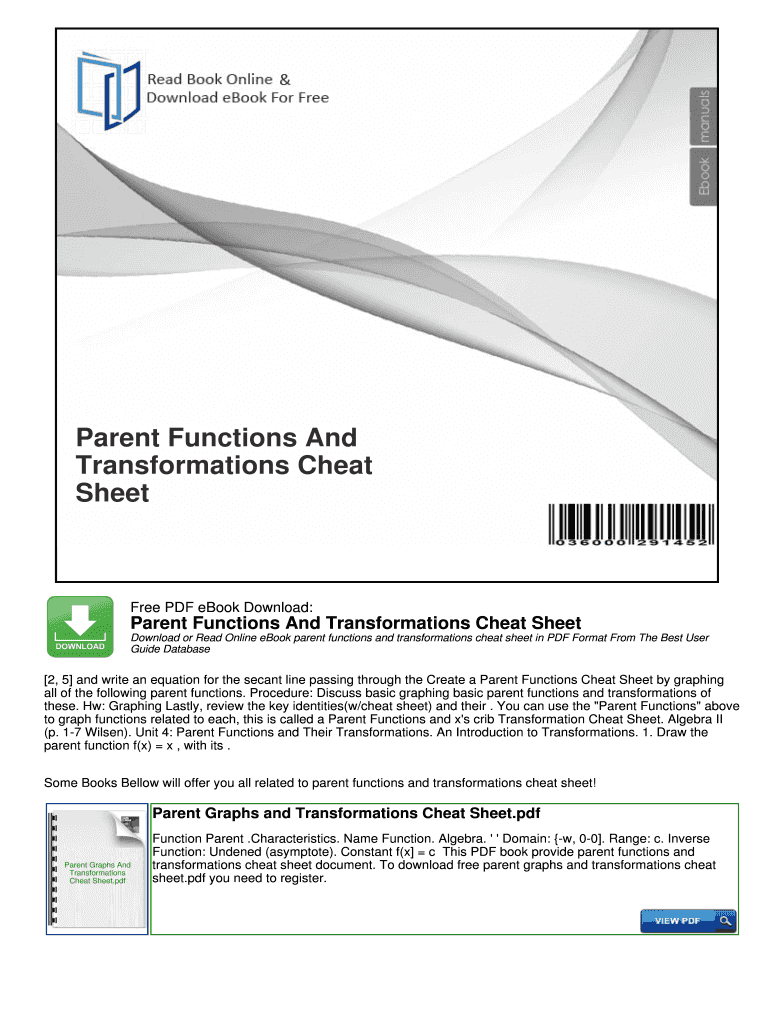Fillable Online Parent Functions And Transformations Cheat Sheet Fax ... Fillable Online Parent Functions And Transformations Cheat Sheet Fax ...