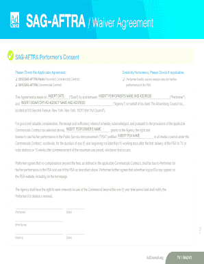 Fillable Online standards adcouncil SAG-AFTRA / Waiver Agreement Fax Email Print - pdfFiller