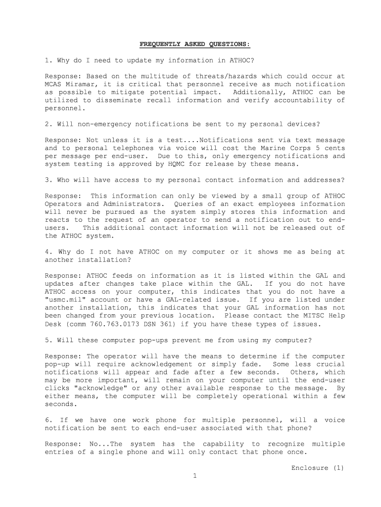 Fillable Online Why do I need to update my information in ATHOC Fax ...