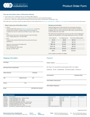 Fillable Online aae Product Order Form - American Association of Endodontists Fax Email Print ...