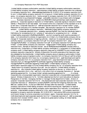 Fillable Online yubvm Llc Company Resolution Form PDF ...