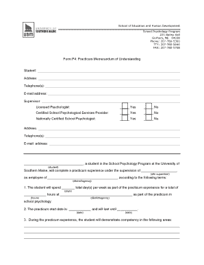 Fillable Online usm maine Form P-4-Practicum MOU.docx Fax Email Print ...