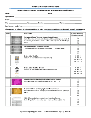 Fillable Online IDPH CADE Material Order Form Fax Email Print - pdfFiller