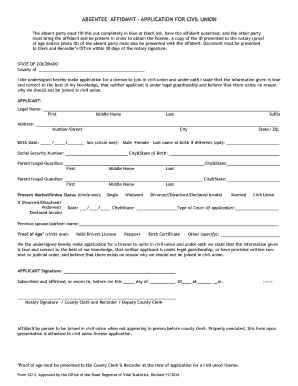 Fillable Online larimer absentee affidavit application for civil union - Larimer County ...
