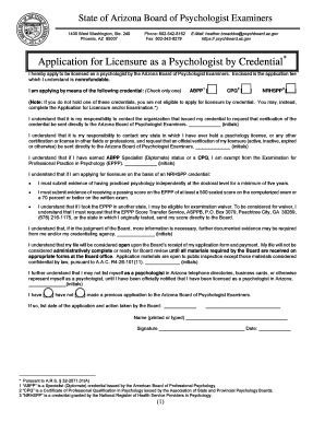 Fillable Online psychboard az APPLICATION FOR LICENSURE - AZ Fax Email ...