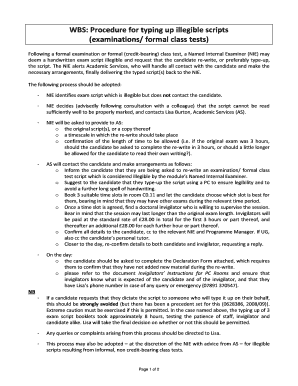 Fillable Online www2 warwick ac WBS: Procedure for typing up illegible ...