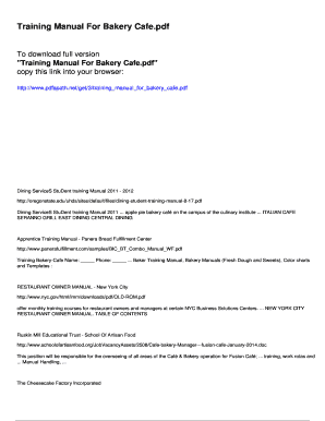 Fillable Online Training Manual For Bakery Cafe - pdfslibforyou.com Fax ...