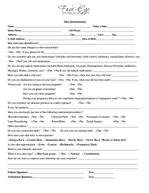 Fillable Online Skin Questionnaire Fax Email Print - pdfFiller