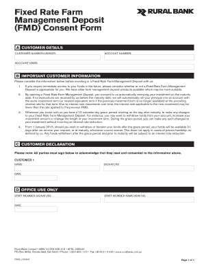 Fillable Online Fixed Rate Farm Management Deposit (FMD) Consent Form Fax Email Print - pdfFiller