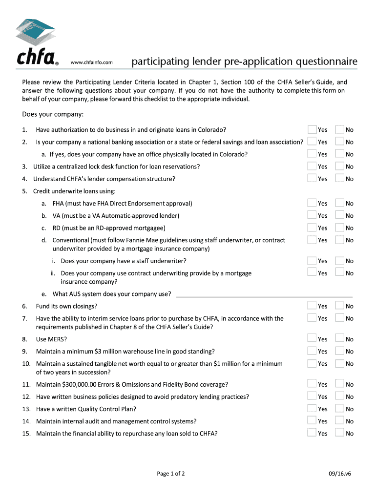 Fillable Online Please review the Participating Lender Criteria located ...