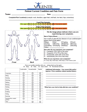 Fillable Online Patient Current Condition and Pain Form Fax Email Print ...