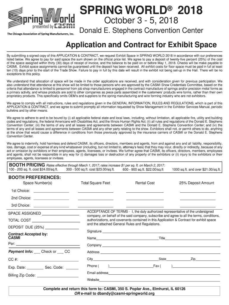 Fillable Online casmi-springworld spring world 2018 - Casmi. - casmi ...