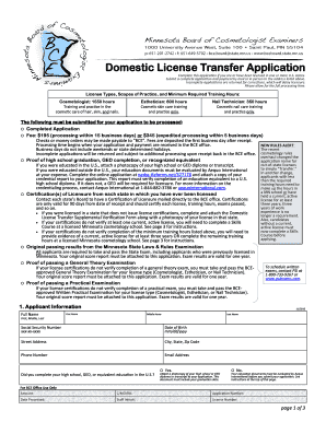 Fillable Online mn Domestic License Transfer Application Fax Email ...