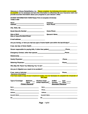 Fillable Online Welcome to Allcare Rehabilitation, Inc Fax Email Print - pdfFiller