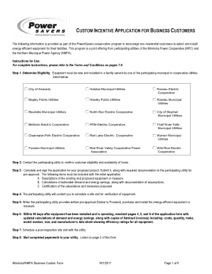 Fillable Online CUSTOM INCENTIVE APPLICATION FOR BUSINESS CUSTOMERS ...