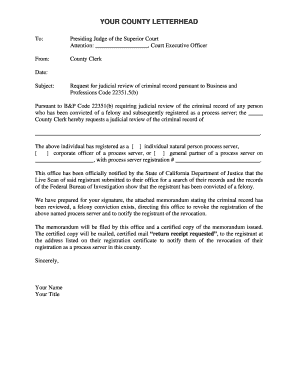 Fillable Online YOUR COUNTY LETTERHEAD Fax Email Print - pdfFiller