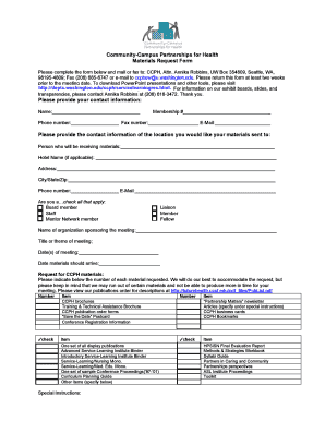 Fillable Online depts washington Materials Request Form 120403 ...