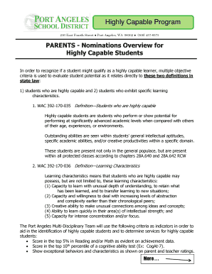 Fillable Online PARENTS - Nominations Overview for Highly Capable ...