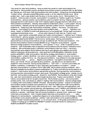 Fillable Online arhw Word Problem Words PDF ...