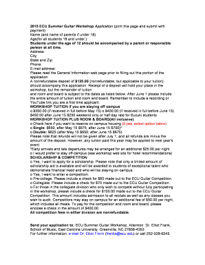 Fillable Online ecu 2015 ECU Summer Guitar Workshop Application (print this page ... - ecu Fax ...