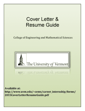 Fillable Online uvm Cover Letter & Resume Guide - University of Vermont ...