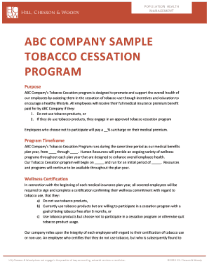 Fillable Online Sample Tobacco Cessation Program Fax Email Print ...