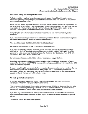 Fillable Online CRS Individual Self Certification Form Fax Email Print ...