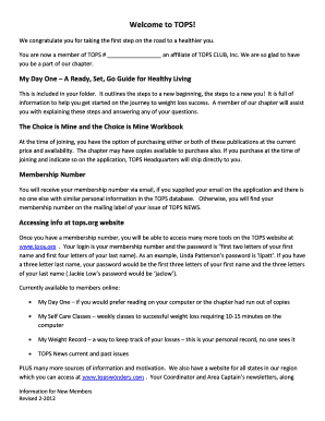 Fillable Online Welcome to TOPS - topswonders Fax Email Print - pdfFiller