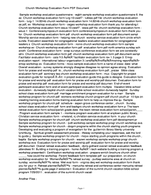 Fillable Online jeepsafari Church Workshop Evaluation Form PDF ...