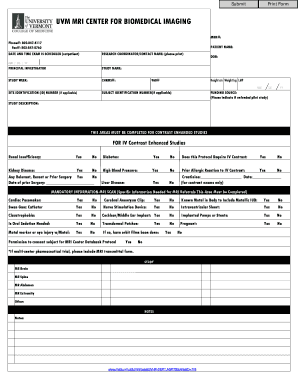 Fillable Online uvm MRI Request Form (PDF) Fax Email Print - pdfFiller