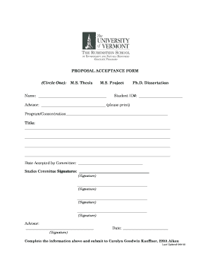 Fillable Online uvm Proposal acceptance form - uvm Fax Email Print ...