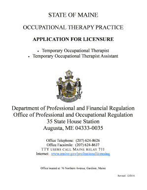 Fillable Online Temporary Occupational Therapist - Maine.gov Fax Email ...