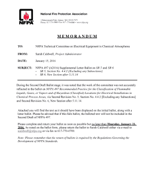 Fillable Online nfpa memorandum - NFPA - nfpa Fax Email Print - pdfFiller