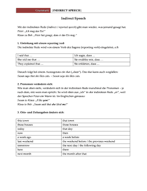 Fillable Online Indirect Speech - Englischtipps Fax Email Print - pdfFiller
