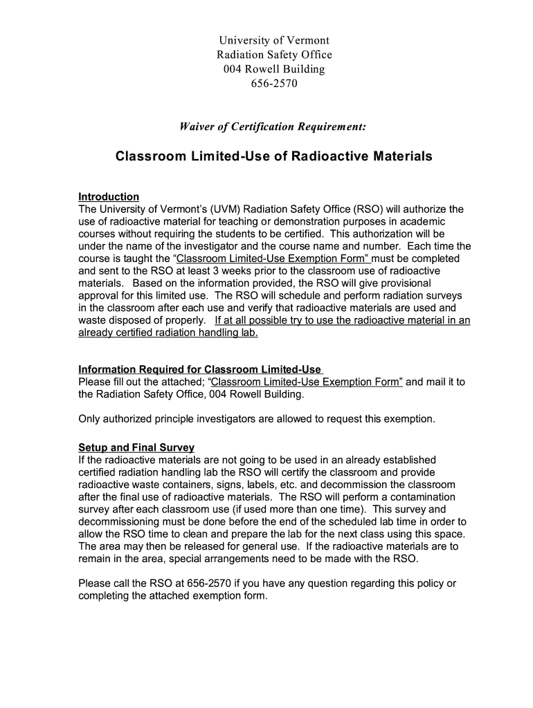 Fillable Online uvm 004 Rowell Building - uvm Fax Email Print - pdfFiller