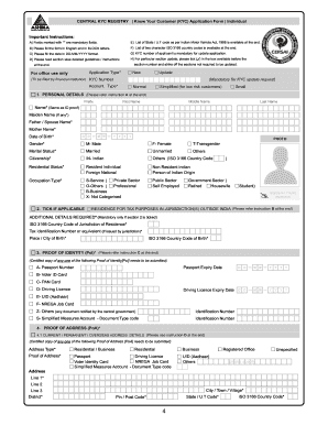 Fillable Online CENTRAL KYC REGISTRY Know Your Customer (KYC ... Fax Email Print - pdfFiller