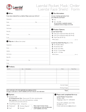 Fillable Online Laerdal Pocket Mask Order Laerdal Face Shield Form Fax ...