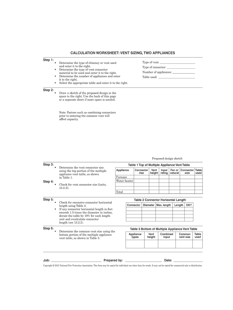 Fillable Online nfpa 509 calculation worksheet: vent sizing, two ...