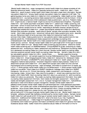 Fillable Online dqtx Sample Mental Health Intake Form PDF ...