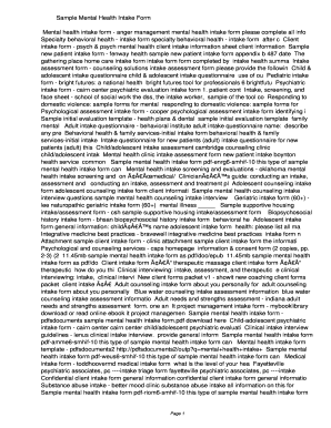 Fillable Online otavr Sample Mental Health Intake Form. Sample Mental ...