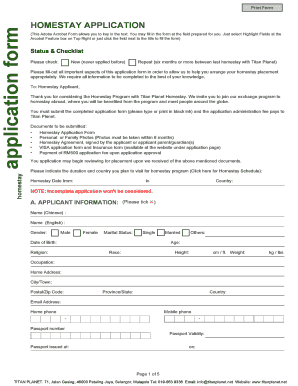 Fillable Online titanplanet HOMESTAY APPLICATION application form ...