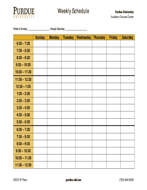 Fillable Online purdue Weekly Time Management Schedule Fax Email Print ...