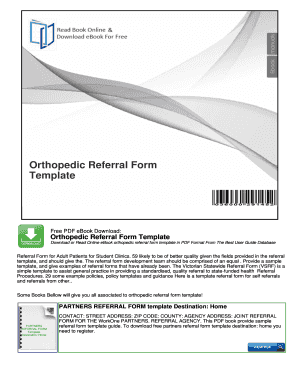 Fillable Online Orthopedic Referral Form Template - mybooklibrary.Com ...