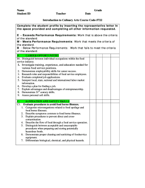 Fillable Online ed sc Complete the student profile by inserting the ...