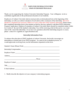 Fillable Online ISMN INTERNSHIP PROGRAM Fax Email Print - pdfFiller